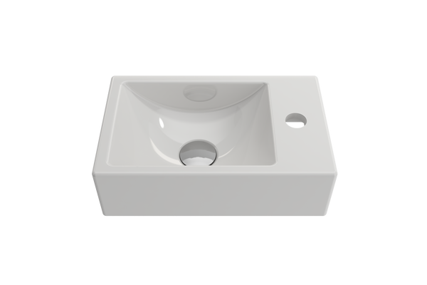 BOCCHI Milano Small 15" Rectangle Wallmount Fireclay Bathroom Sink, Wh