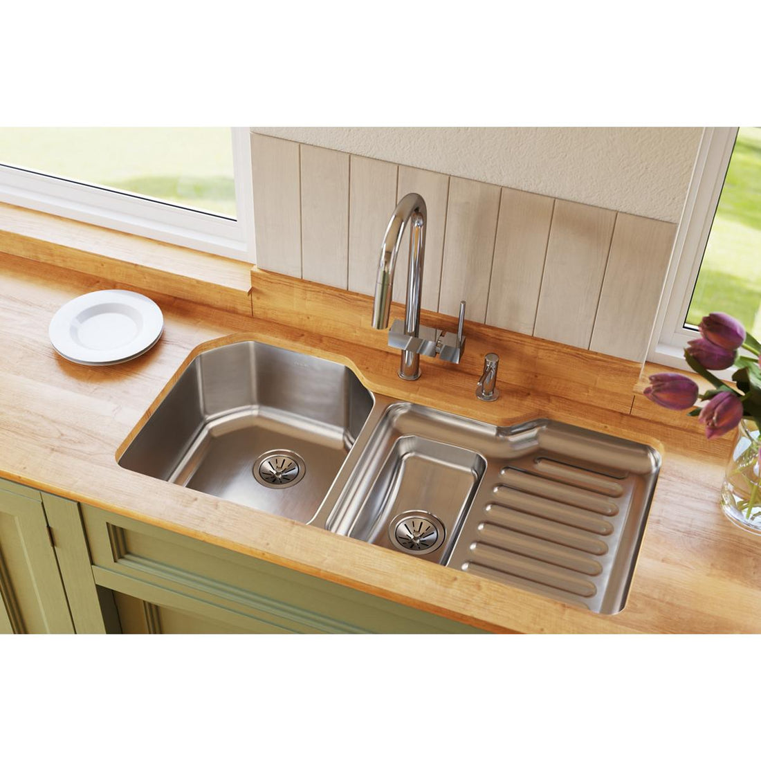 Elkay Lustertone Classic 42" Undermount Stainless Steel Kitchen Sink,
