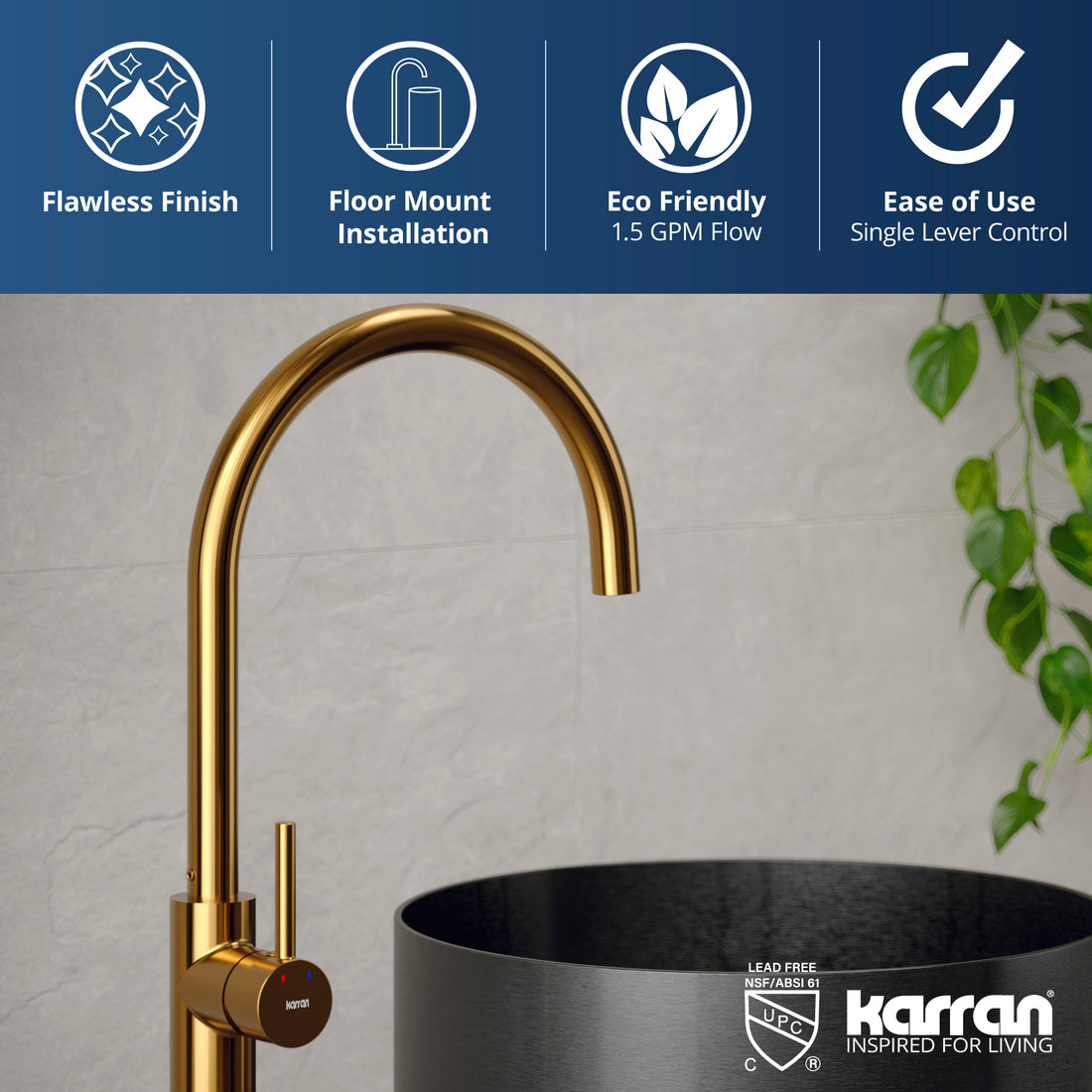 Karran Howick 1.5 GPM Single Lever Handle Lead-free Brass Bathroom Fau