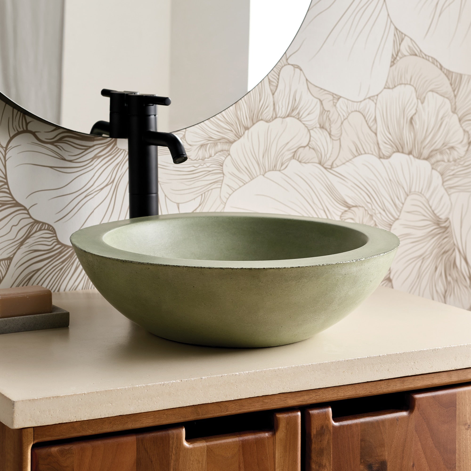Native Trails Morro 17" Round Vessel NativeStone Concrete Bathroom Sink ...