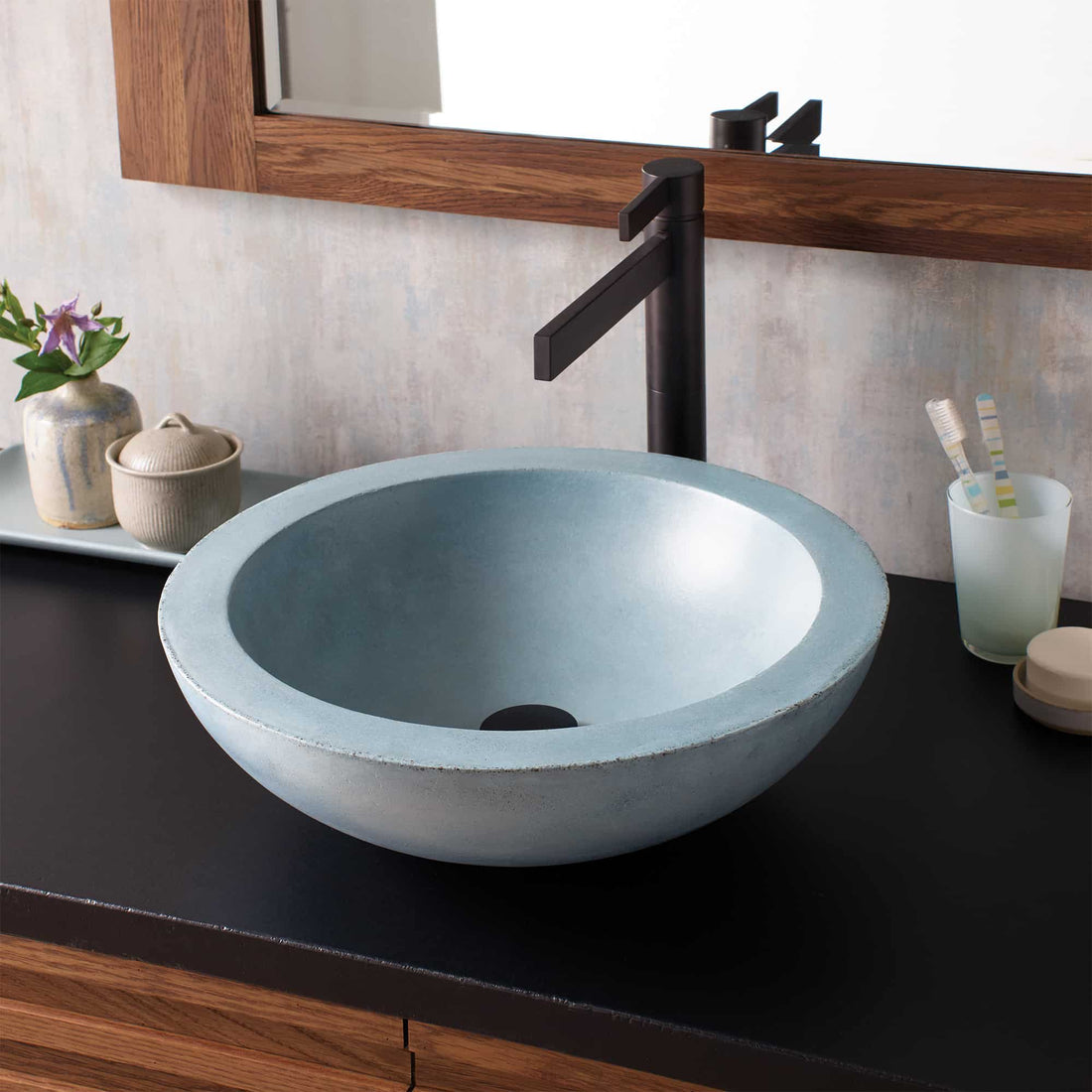 Native Trails Morro 17" Round Vessel NativeStone Concrete Bathroom Sin
