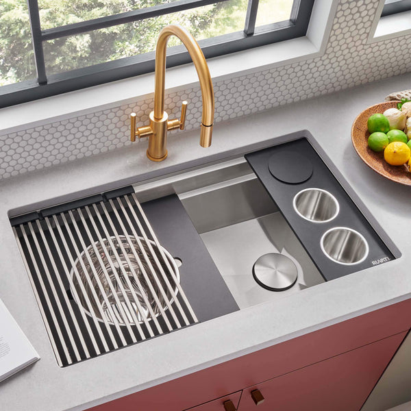 Ruvati LedgeFit 3 Bowl Serving Board Black Composite Condiment Tray fo