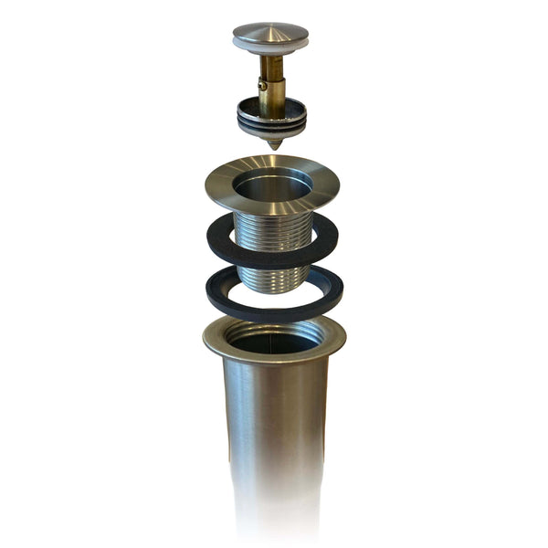 Ruvati Push Pop-up Drain for Bathroom Sinks without Overflow - Stainle