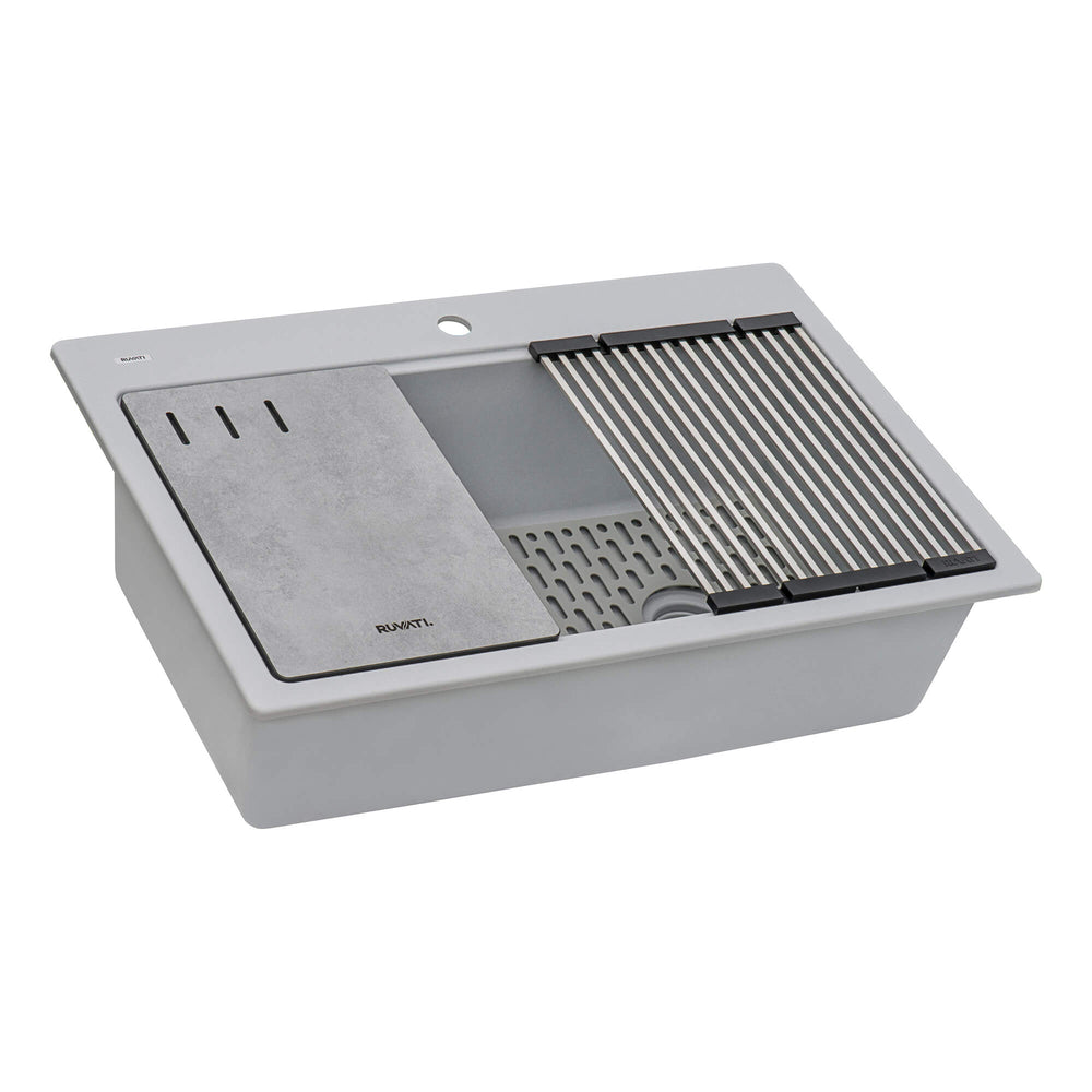 Ruvati epiStage 33" Drop-in Topmount Granite Composite Workstation Kit