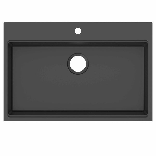 Ruvati 33-inch epiRock Workstation Charcoal Black Topmount Kitchen Sin