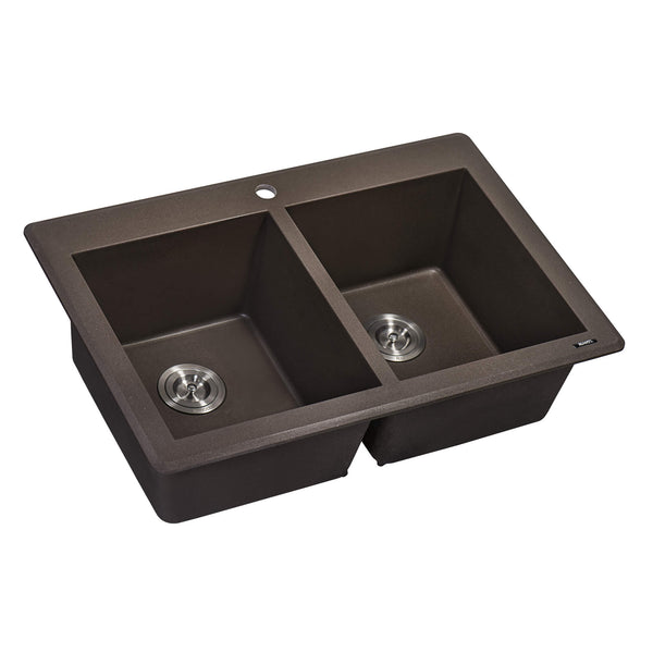 Ruvati epiGranite 33" Dual-Mount Granite Composite Kitchen Sink, 50/50