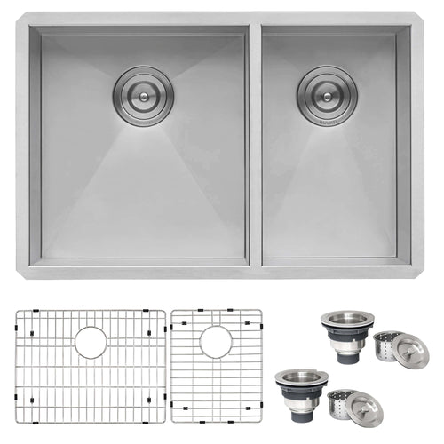 Ruvati Nesta 29" Undermount Stainless Steel Kitchen Sink, 60/40 Double