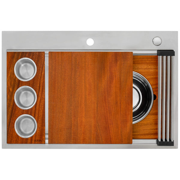 Ruvati Dual-Tier 33" Drop-in Topmount Stainless Steel Workstation Kitc