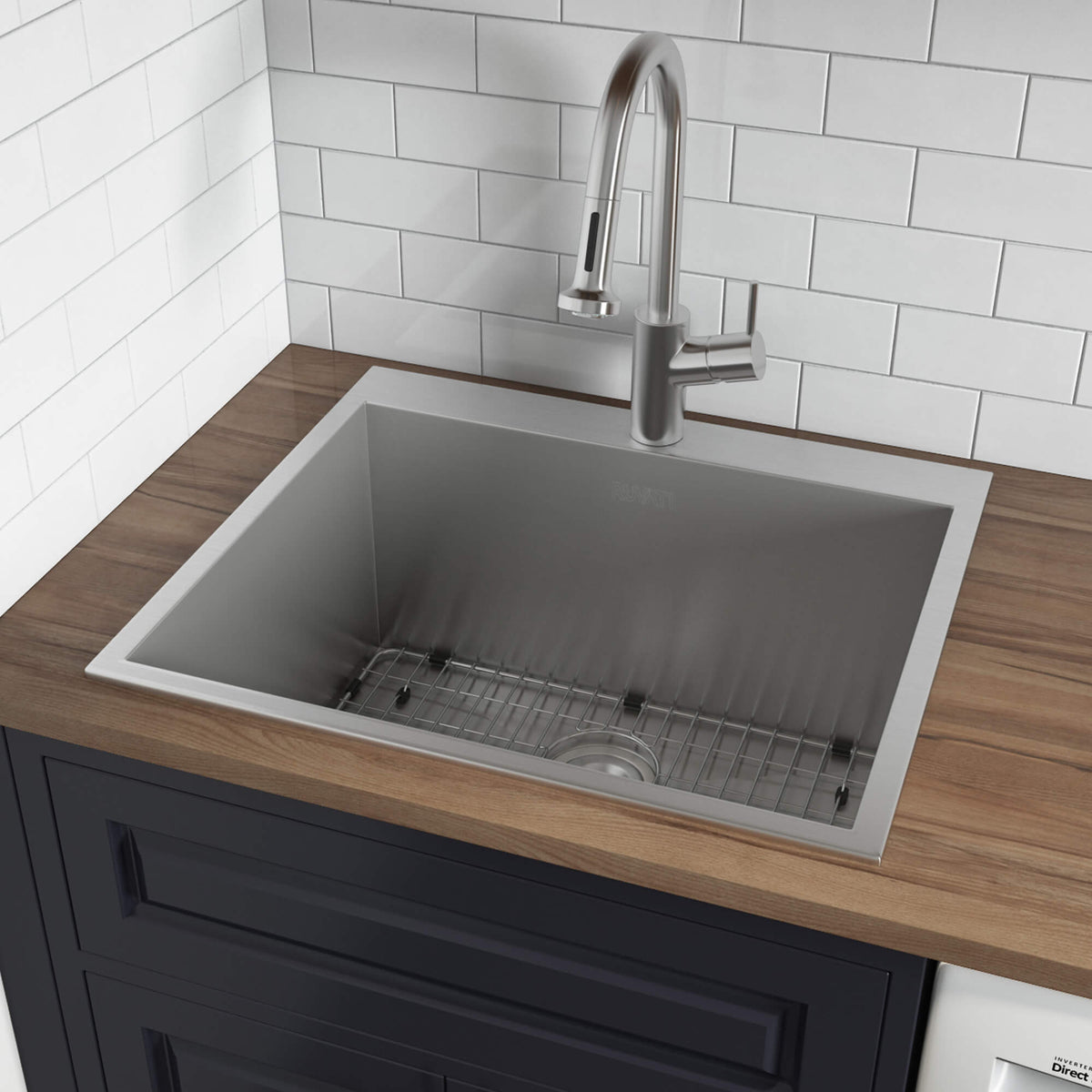 Ruvati Topmount Laundry 22" x 22" x 12" Deep Utility Sink 16 Gauge Sta