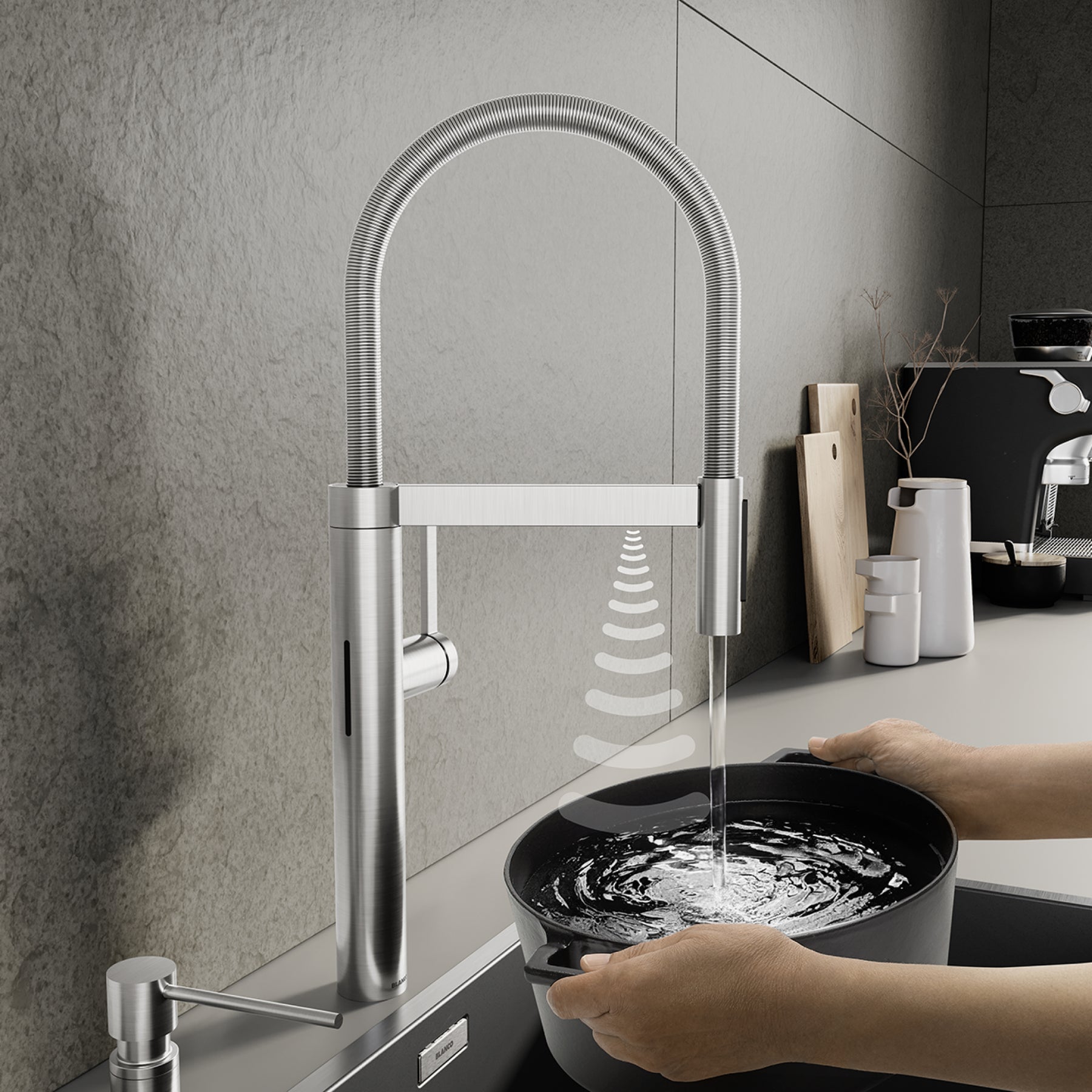 Blanco Culina II Pull-Down Dual-Spray Touchless Sensor Kitchen Faucet,