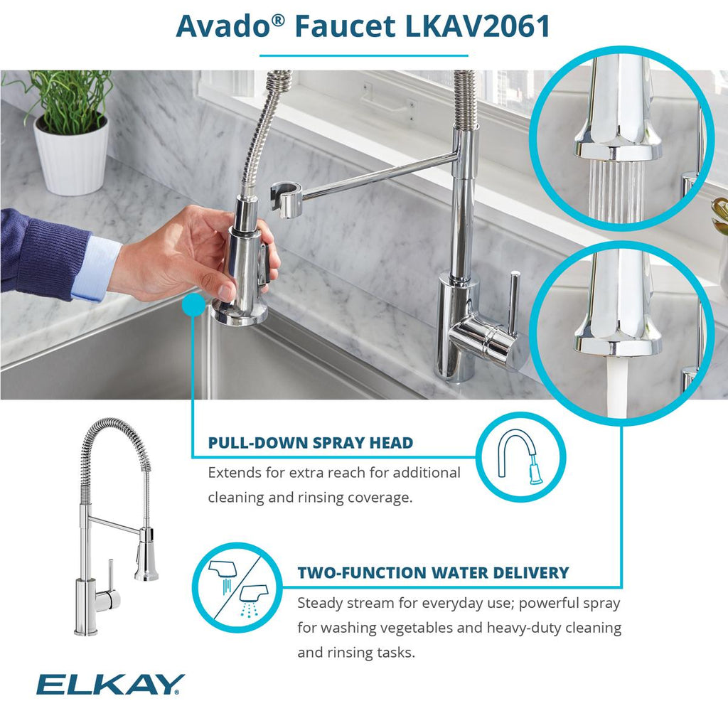 Elkay Crosstown 37" Undermount Stainless Steel Kitchen Sink with Fauce