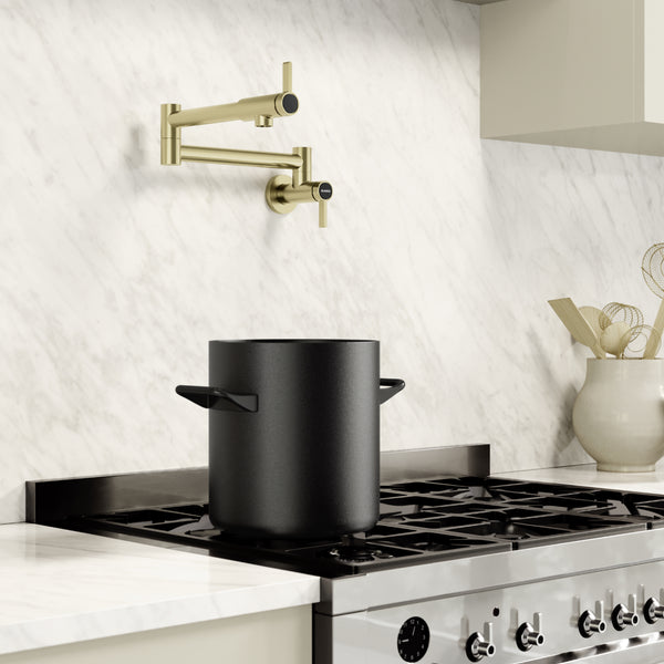 Blanco Culina II Wall-Mounted Pot Filler, Satin Gold, 1.5 GPM, Brass,