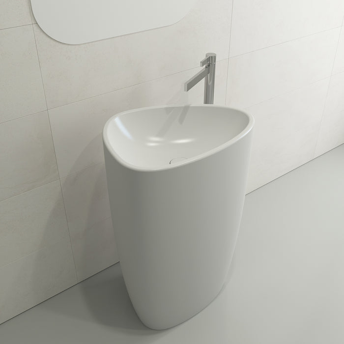 BOCCHI Etna 23" Palette Shaped Monoblock Pedestal Fireclay Bathroom Si