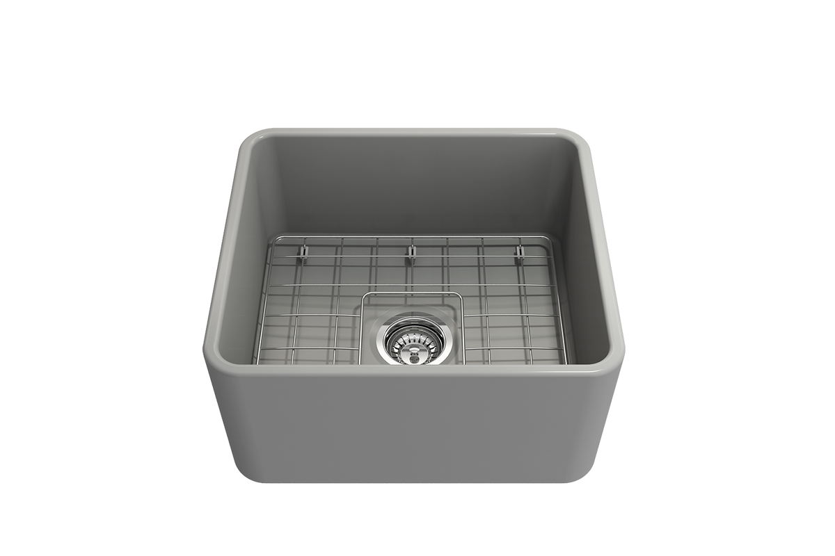 BOCCHI Classico 20" Fireclay Farmhouse Kitchen Sink, Single Bowl, Matte ...
