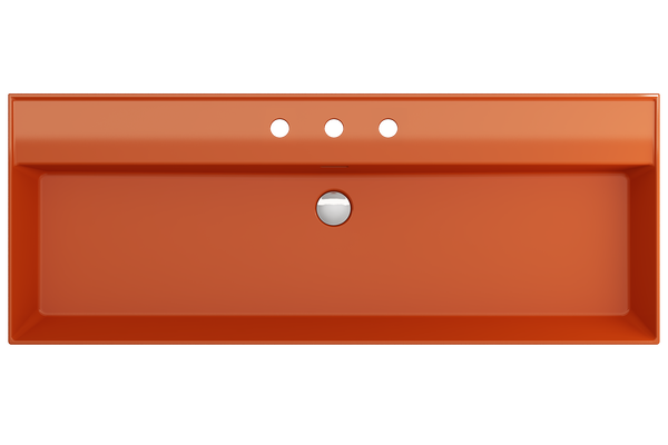BOCCHI Milano 48" Rectangle Wallmount Fireclay Bathroom Sink, Orange,