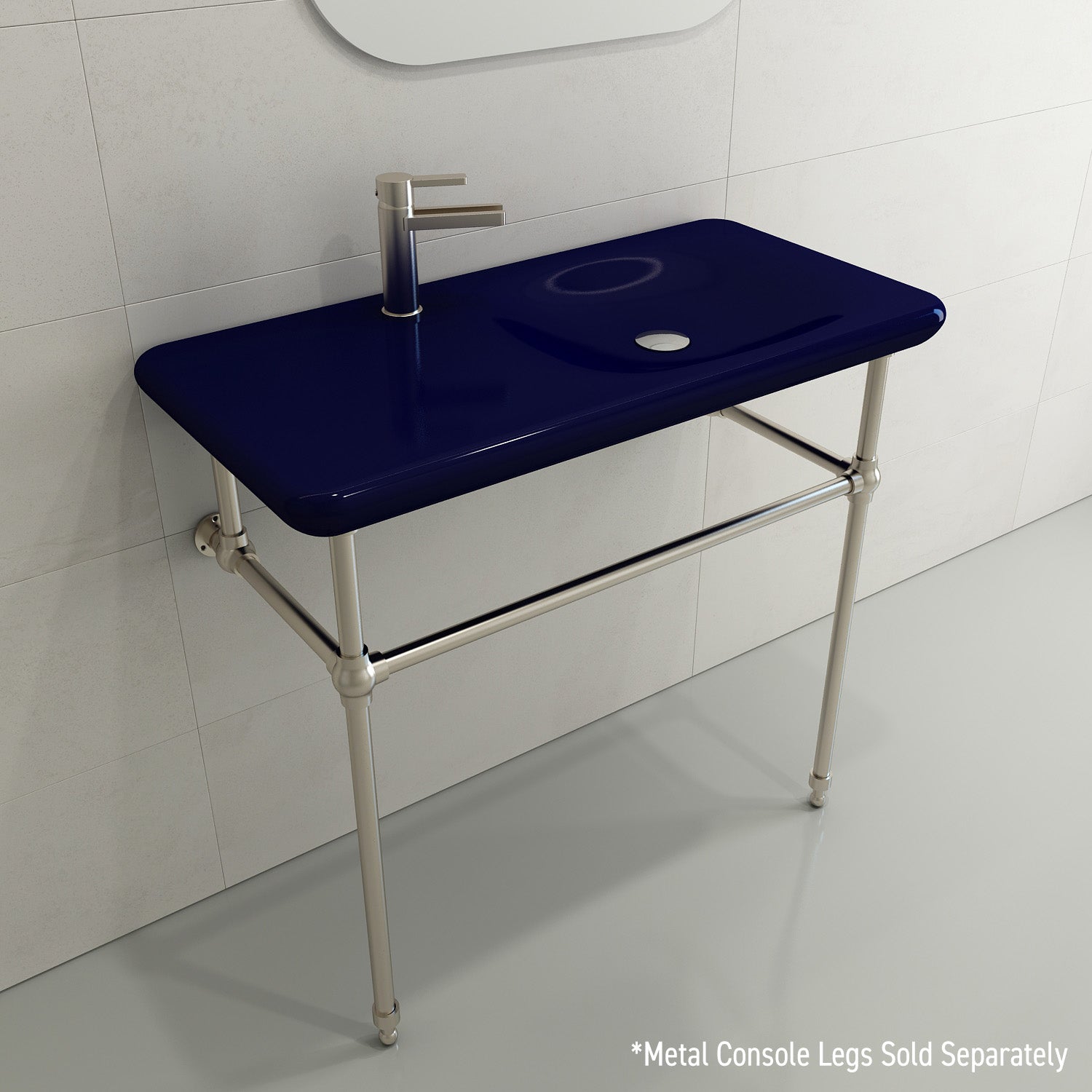 BOCCHI Fenice 36" Rectangle Wallmount Fireclay Bathroom Sink, Sapphire