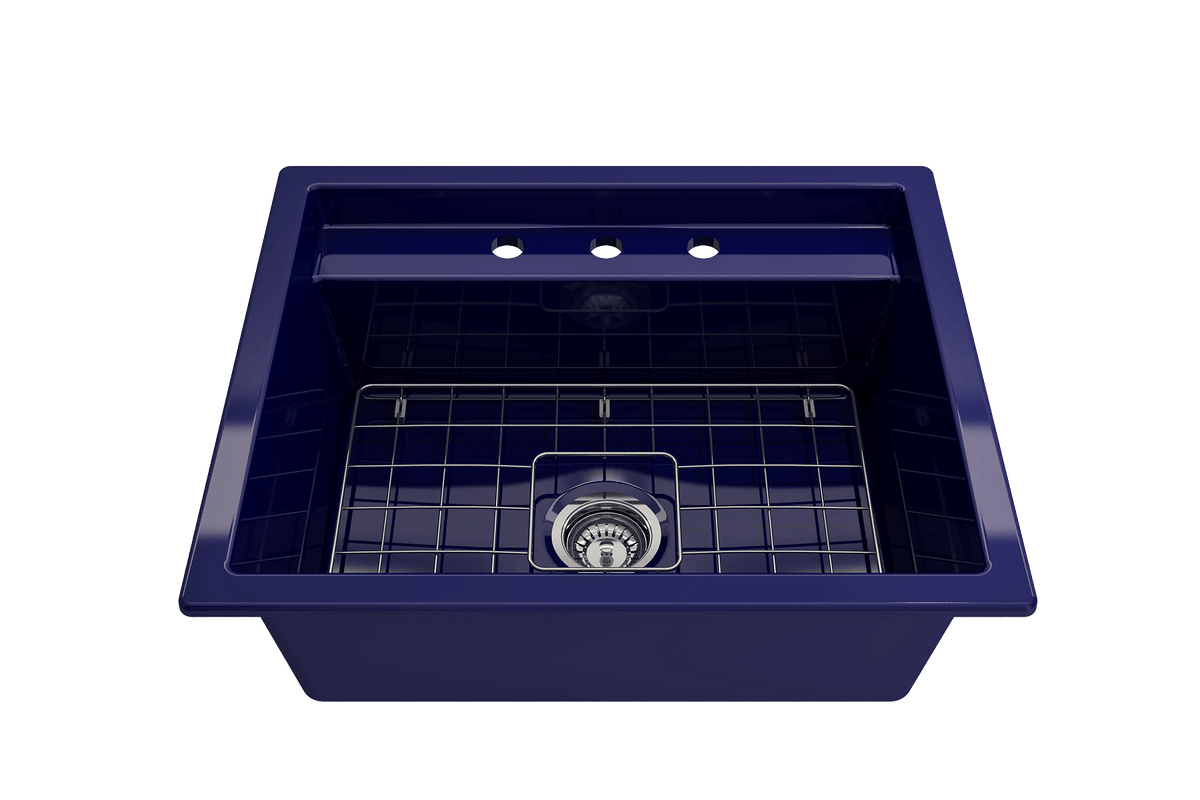 BOCCHI Baveno Uno 27" Dual Mount Fireclay Workstation Kitchen Sink Kit