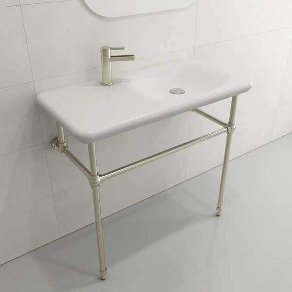 BOCCHI Metal Console Leg Set in Brushed Nickel, 3930 0001S