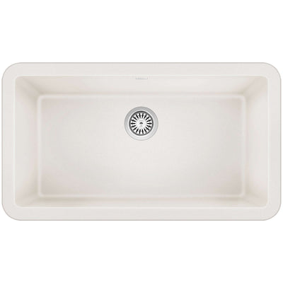 Blanco Ikon 33" Granite Composite Farmhouse Sink, Silgranit, White, 40