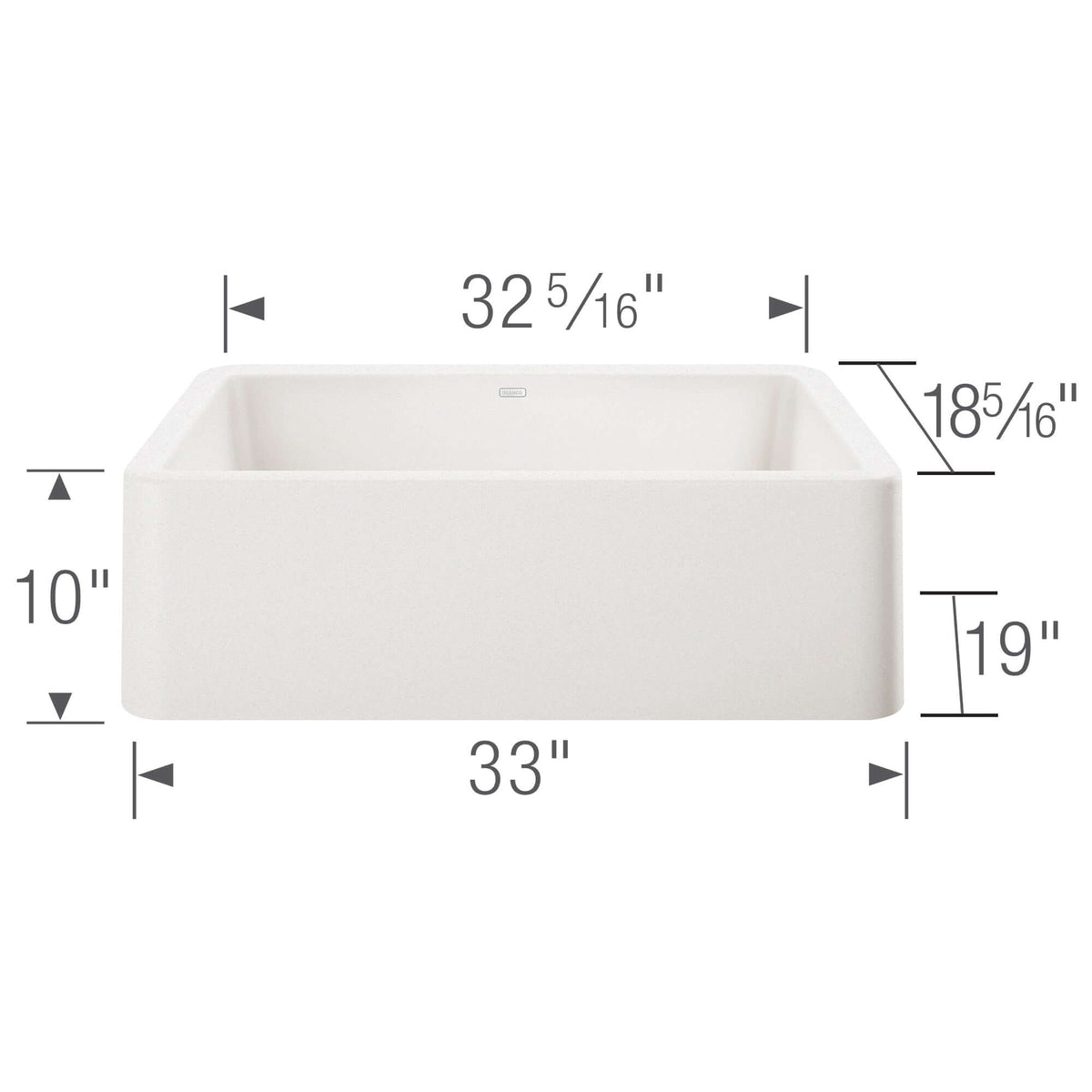 Blanco Ikon 33" Granite Composite Farmhouse Sink, Silgranit, White, 40
