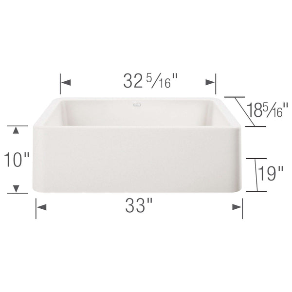 Blanco Ikon 33" Granite Composite Farmhouse Sink, Silgranit, White, 40