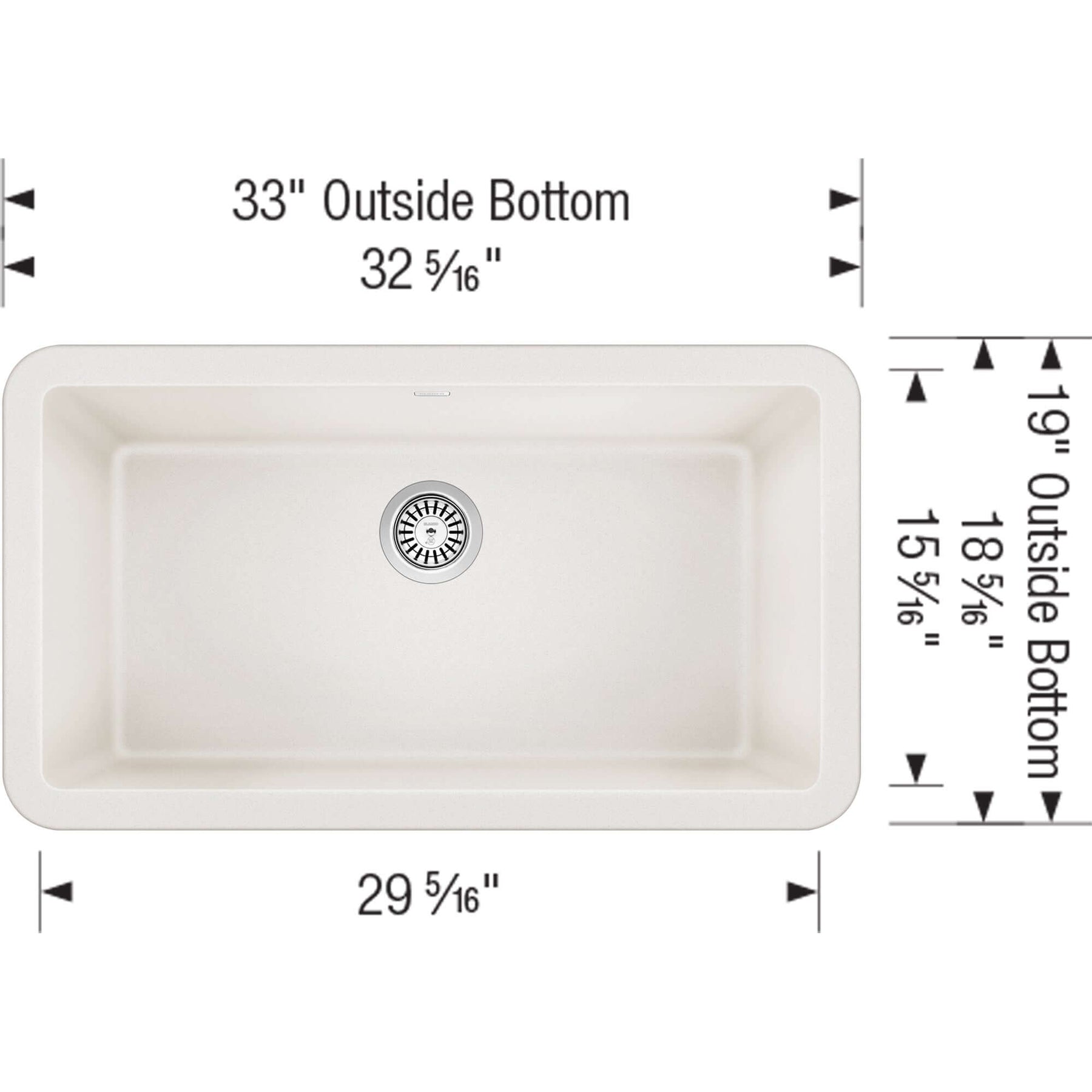 Blanco Ikon 33" Granite Composite Farmhouse Sink, Silgranit, White, 40