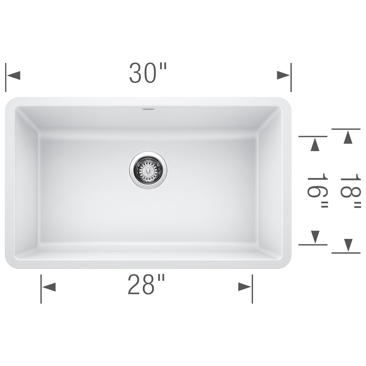 Blanco Precis 30" Undermount Granite Composite Kitchen Sink, Silgranit