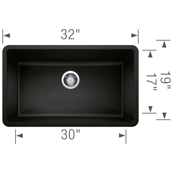 Blanco Precis 32" Undermount Granite Composite Kitchen Sink, Silgranit