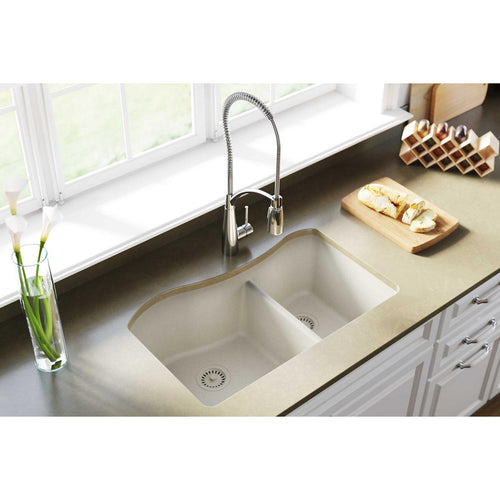 Elkay ELGHU3220RBQ0 Classic 33" Quartz Kitchen Sink, 60/40 Double Bowl ...