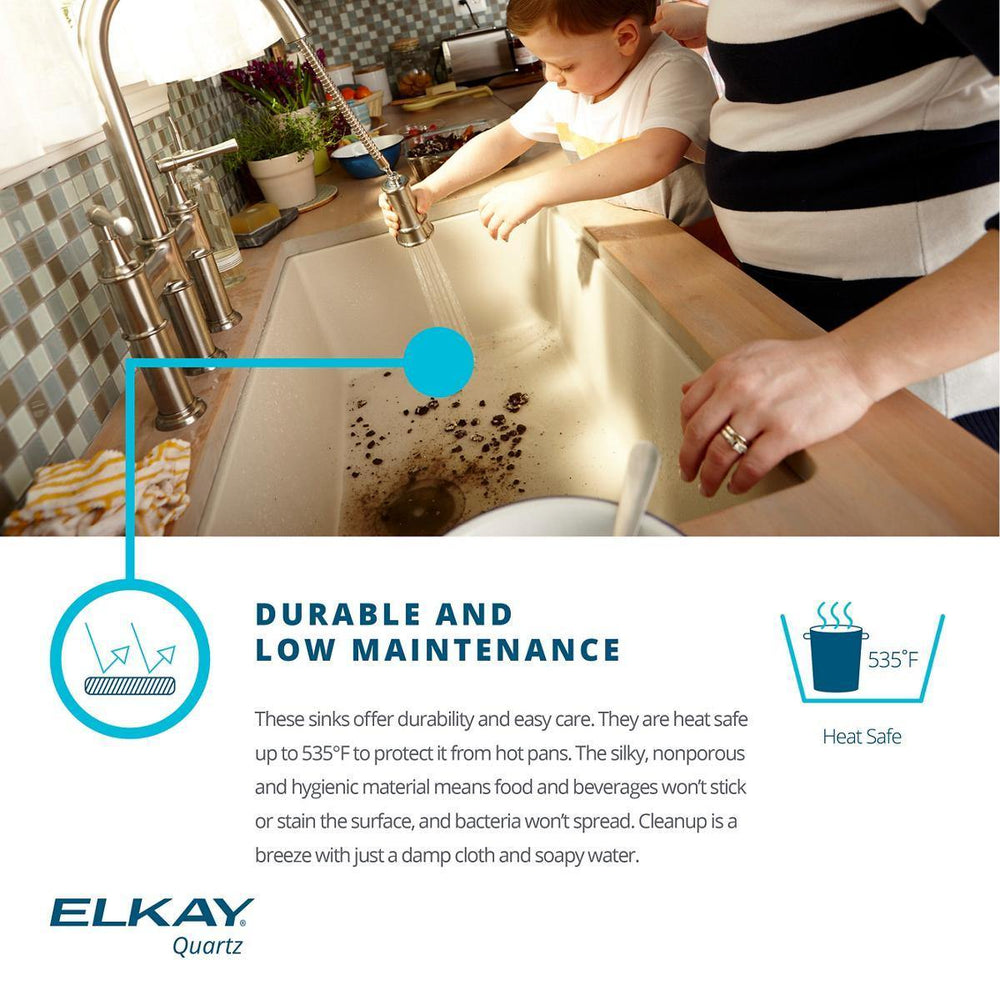 Elkay ELGU250RBQ0 Classic 33" Quartz Kitchen Sink, 50/50 Double Bowl ...