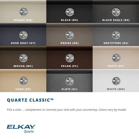 Elkay ELGU250RPT0 Classic 33" Quartz Kitchen Sink, 50/50 Double Bowl, Putty