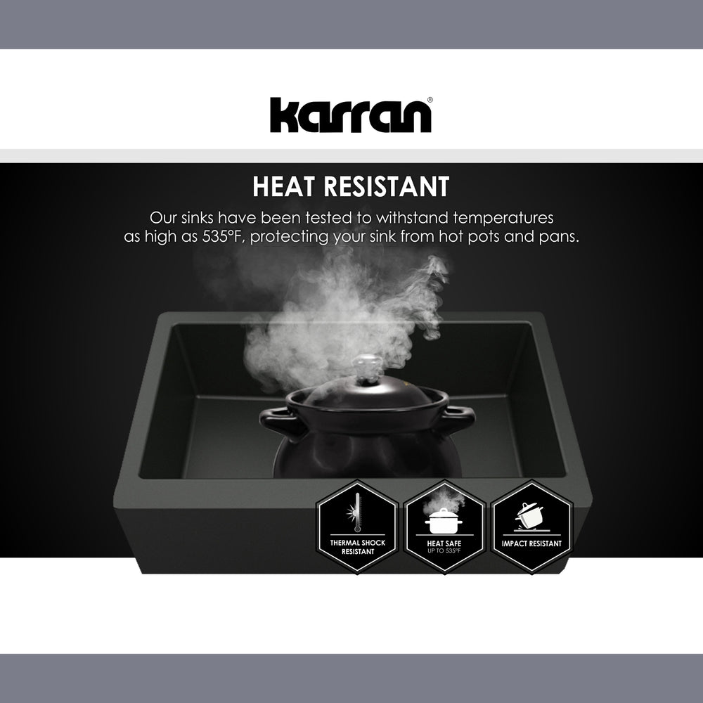 Karran 33" Drop In/Topmount Quartz Composite Kitchen Sink, 60/40 Doubl