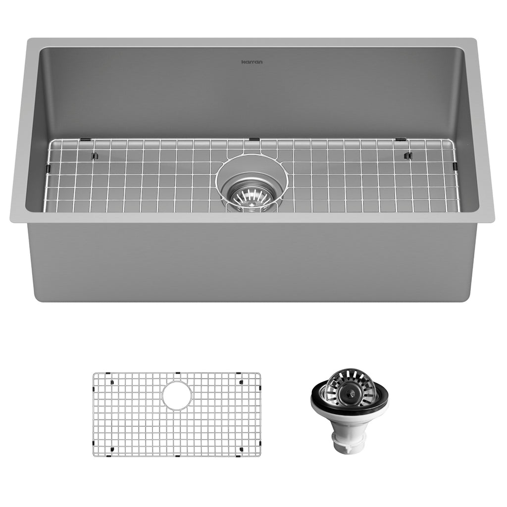 Karran Select 32" Undermount Stainless Steel Kitchen Sink with Accesso