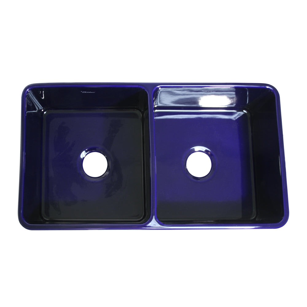 Whitehaus 33 Fireclay Double Bowl Farmhouse Apron Sink Blue Whflpln