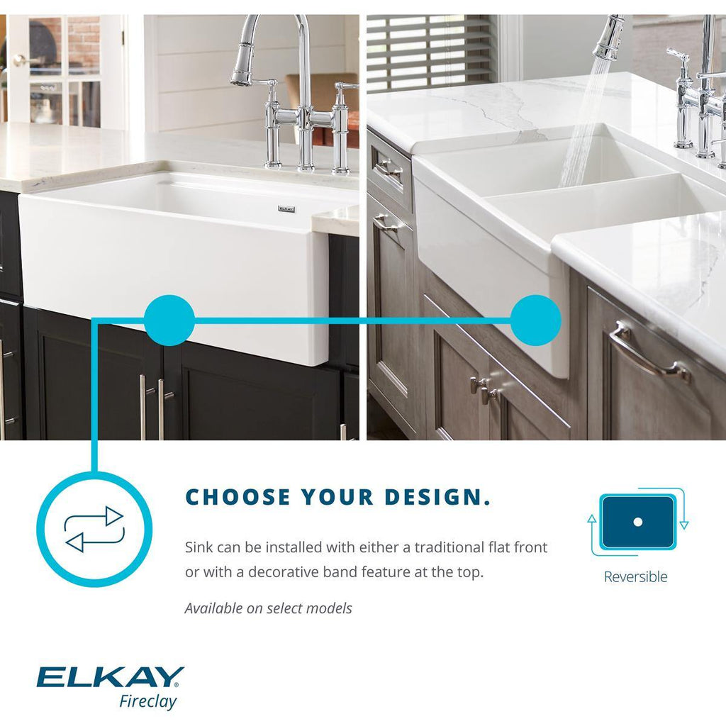Elkay SWUF2520BI 24" Fireclay Farmhouse Kitchen Sink, Single Bowl, Biscuit