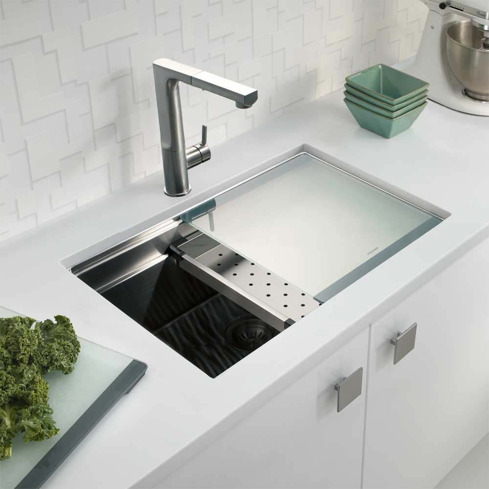 Houzer Novus 26" Stainless Steel Workstation Kitchen Sink, 18 Gauge, N