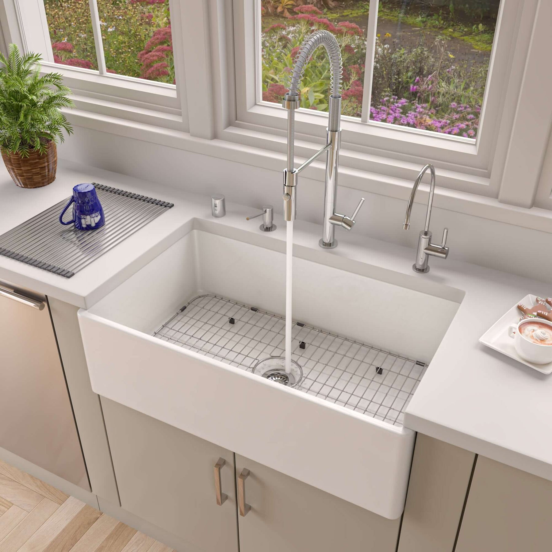 ALFI 33" Single Bowl Fireclay Farmhouse Apron Sink, White, AB533-W
