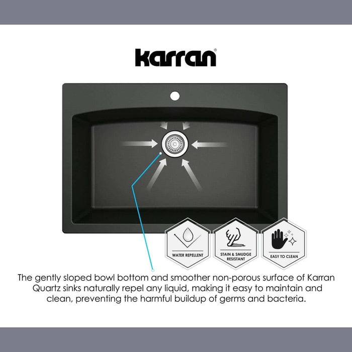 Karran 18" Quartz Bar/Prep Sink, Grey, QX-680-GR